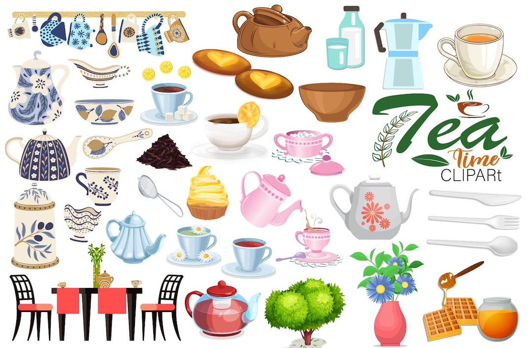 Watercolor Tea Party Clipart Set, Teacup Floral Printable, Vintage Tea ...