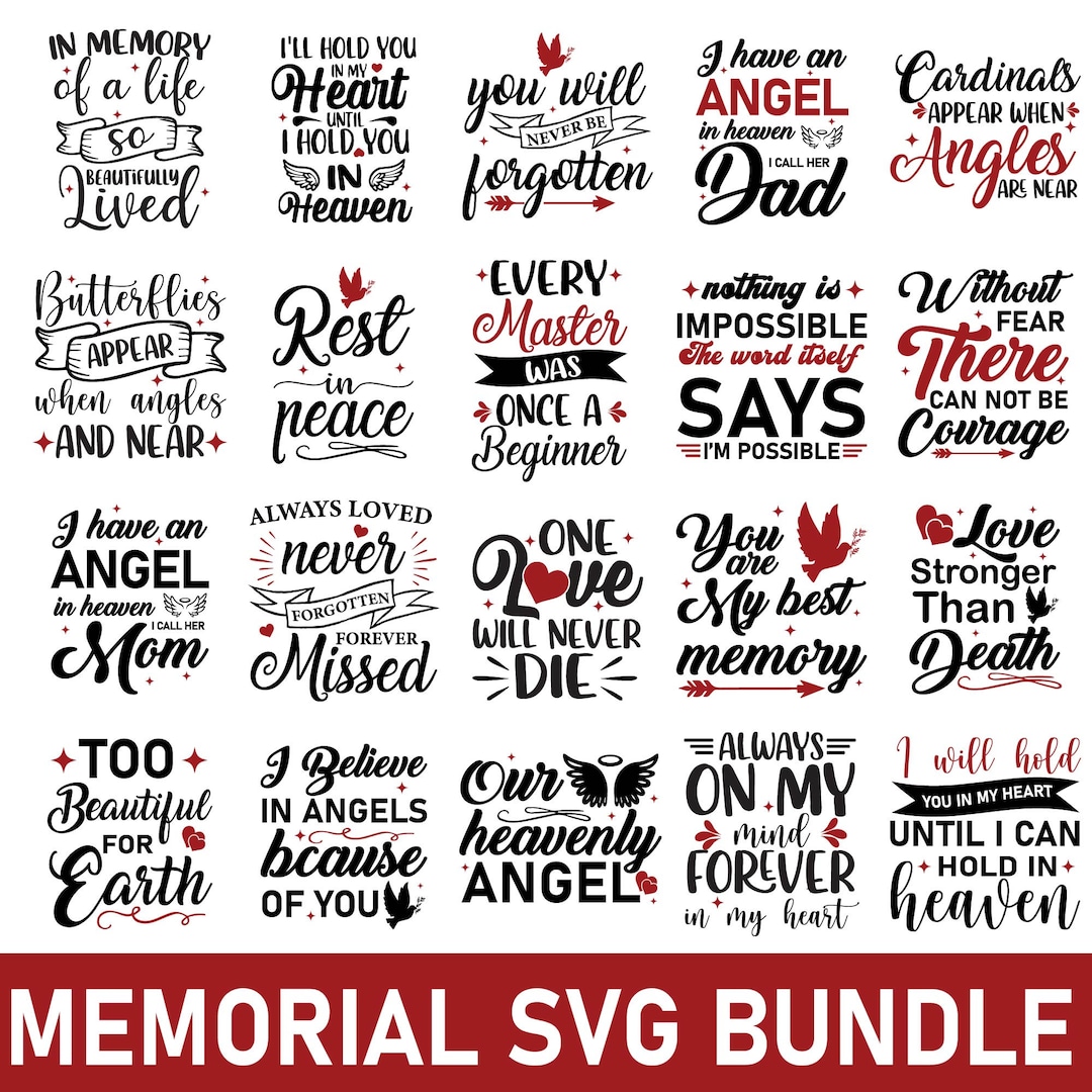 Memorial Quote Svg, Memorial Svg Bundle, Heaven Bundle Svg ...