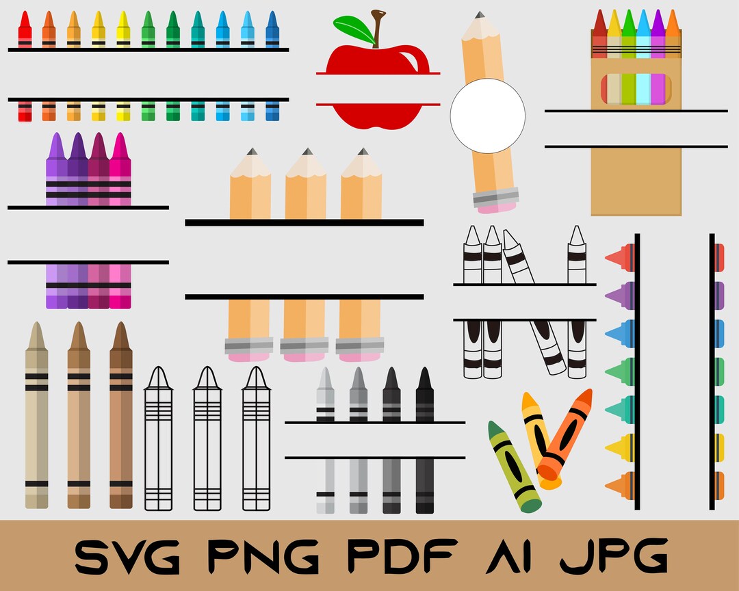 Crayons Clipart PNG | Watercolor Crayon Digital Download | Teacher ...