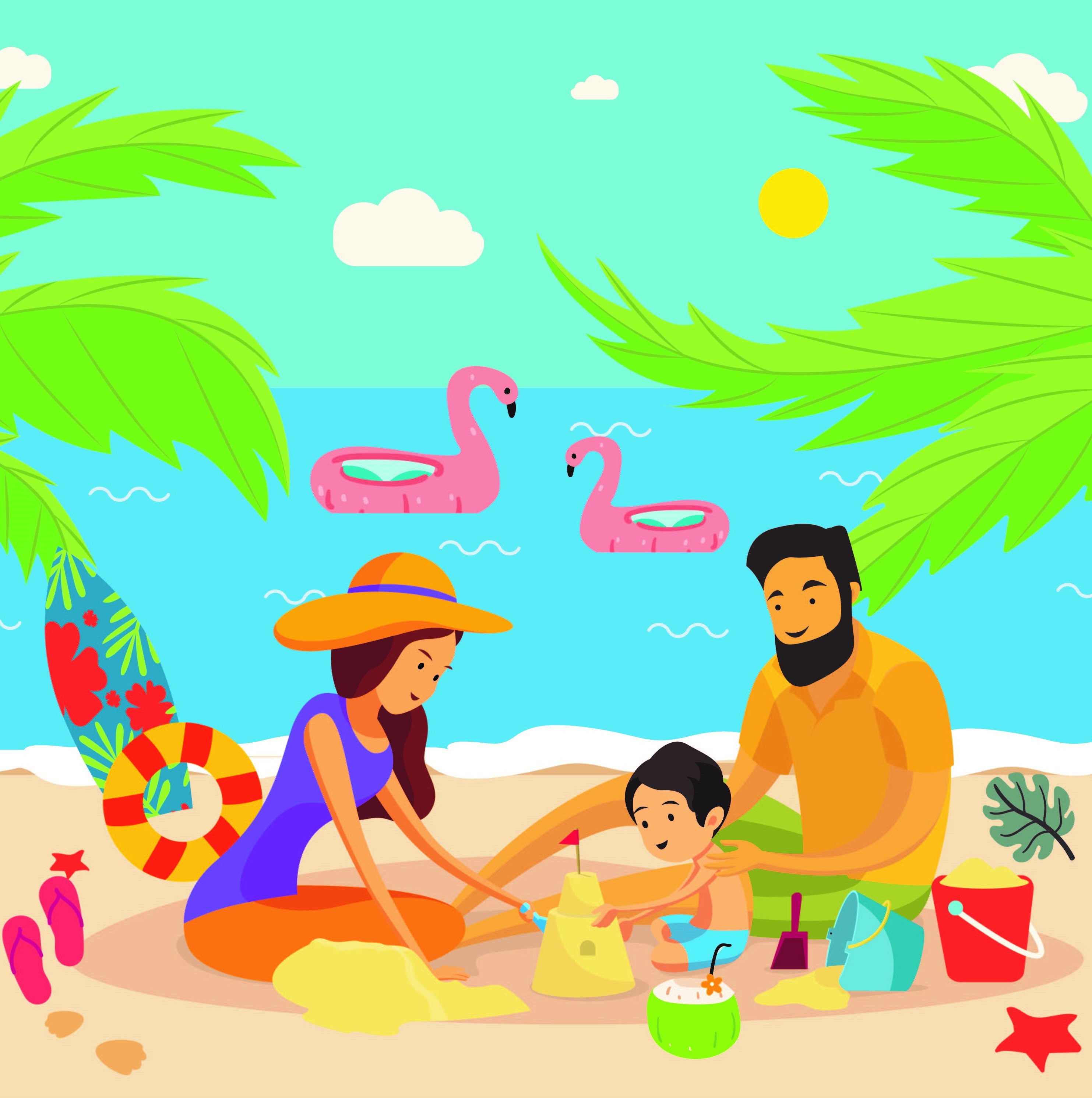Family Beach Clip Art