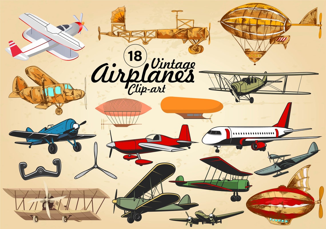 Airplanes Clipart Vintage Airplane SVG Vector Cut File - Etsy