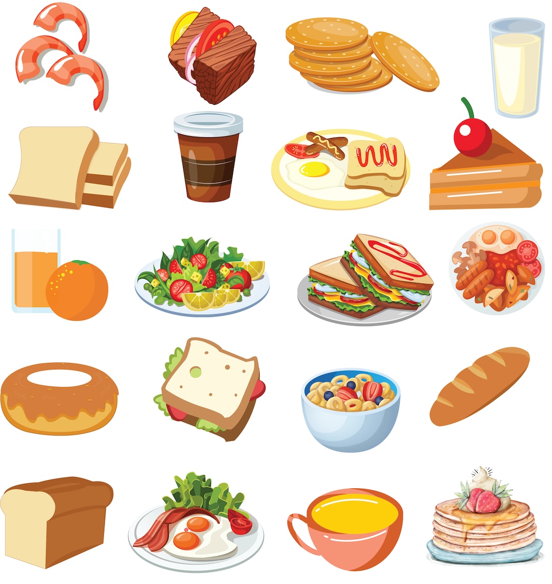 Digital Breakfast Clipart Morning Meals Graphics Illustration, Food ...