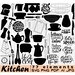 Kitchen Utensils Kitchen Clipart Set Instant Download Floral Frame Chef ...