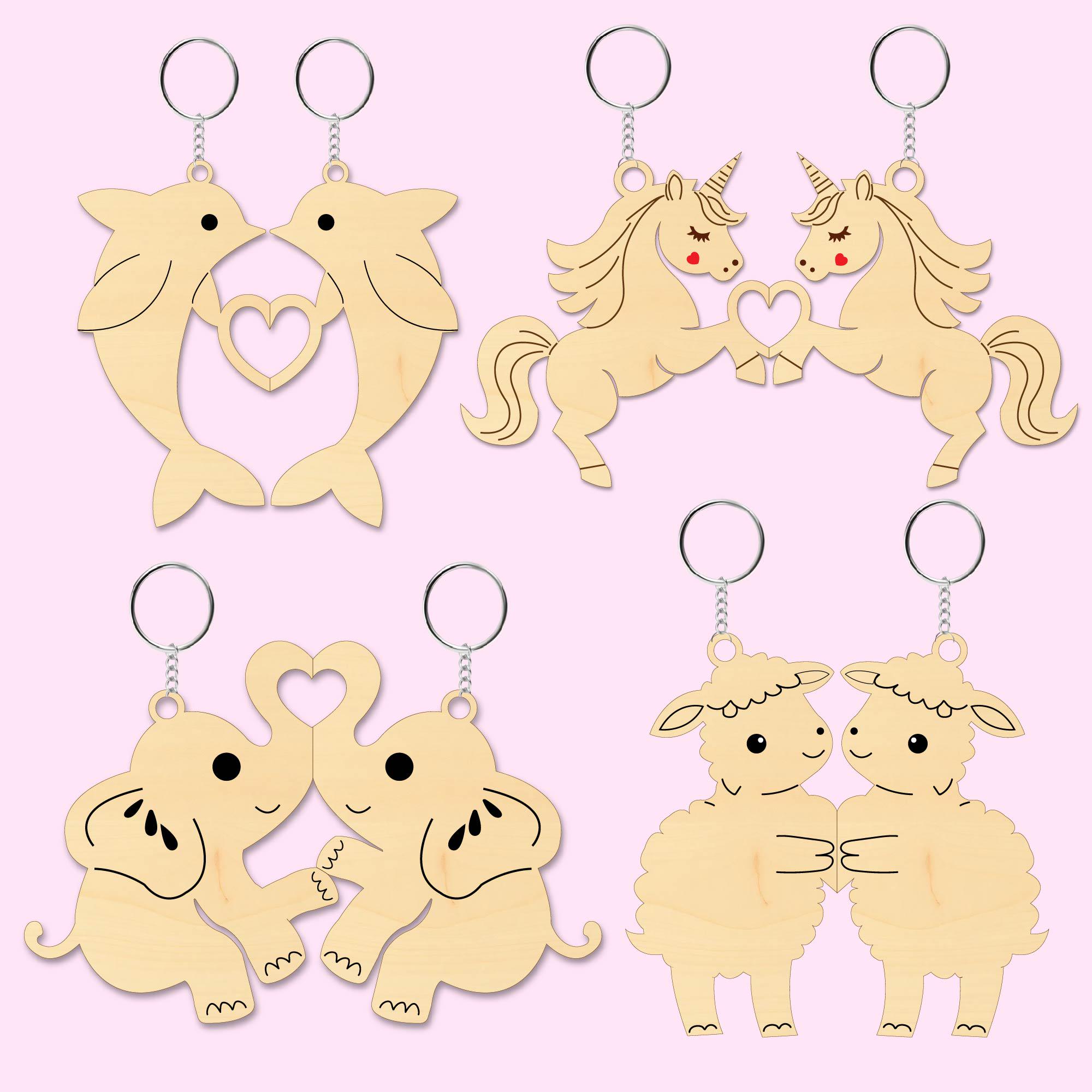 Valentine's Couple Keychain SVG: Matching Heart Laser Cut File (digital ...