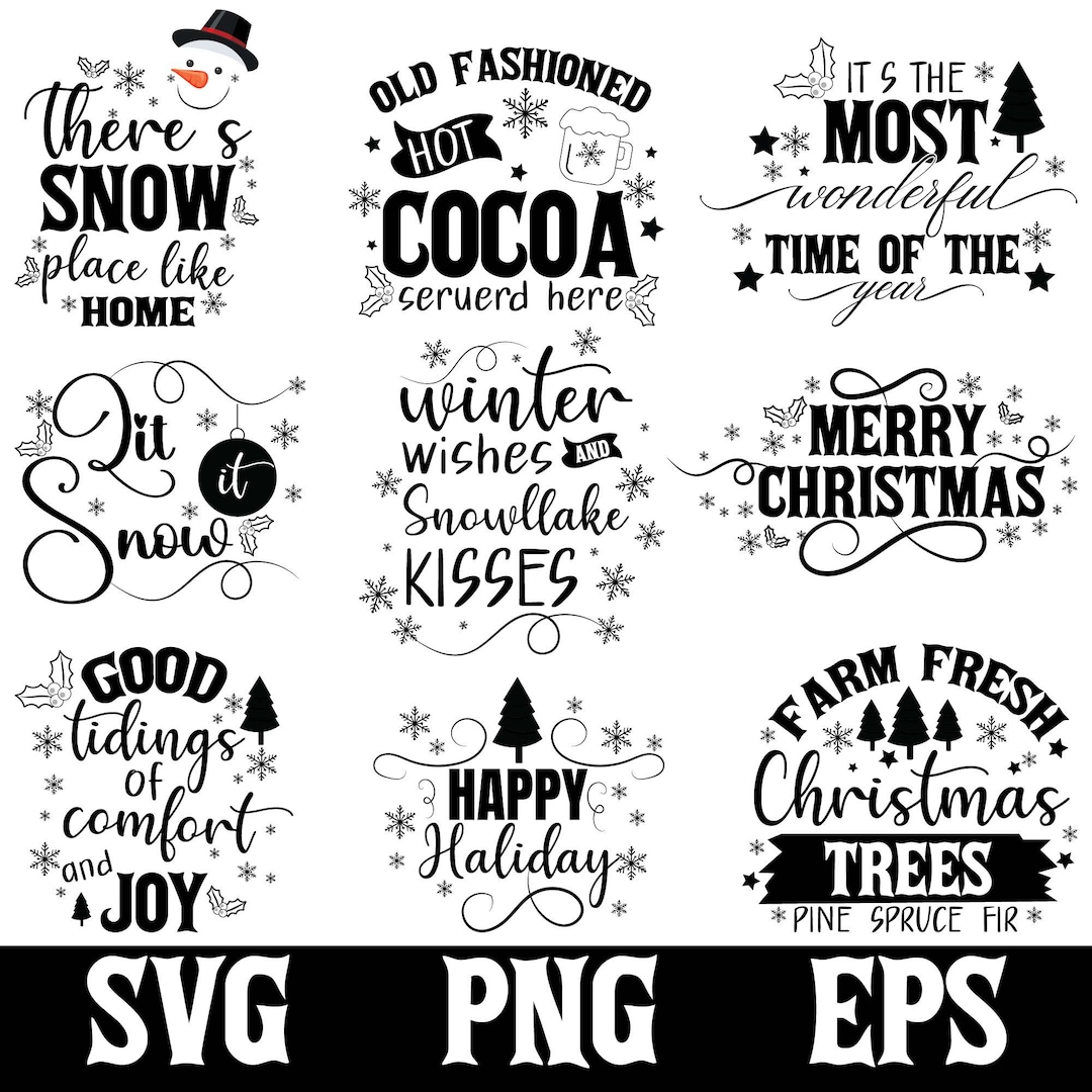 Winter SVG Bundle, Christmas Svg, Christmas Quote Svg, Winter Quotes ...