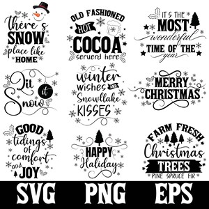 Winter SVG Bundle, Christmas Svg, Christmas Quote Svg, Winter Quotes ...