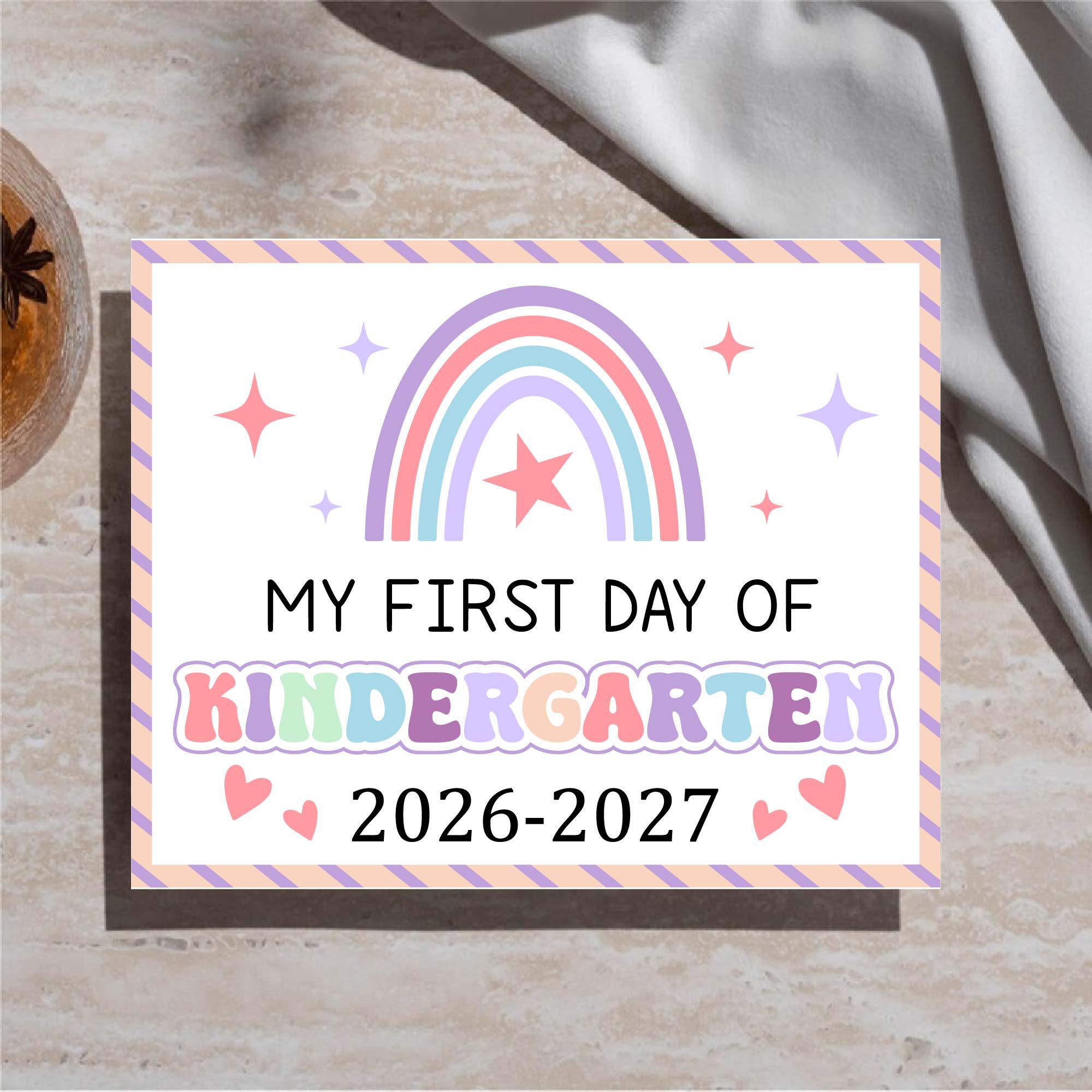 Printable Pastel Rainbow Last Day of Kindergarten Sign 2026-2027 ...