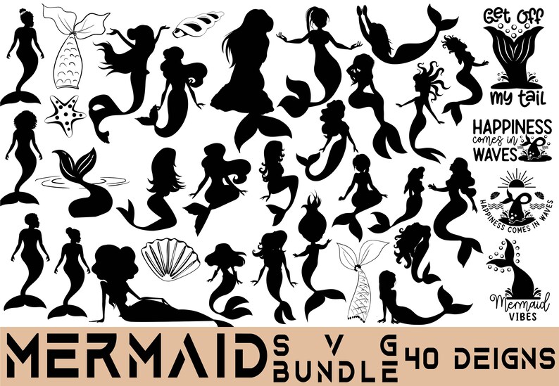 Mermaid Svg Bundle Mermaids Silhouette Mermaid Tail SVG - Etsy