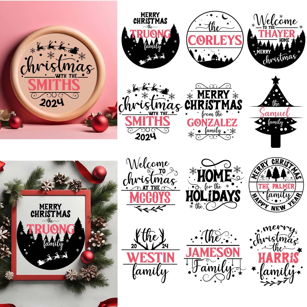 Personalized Christmas Family Name Sign SVG PNG (digital Download) - Etsy