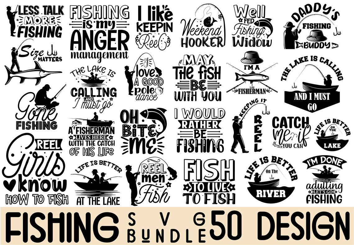 Fishing SVG Bundle Fishing Pngs, SVG Cut Files Cricut, Silhouette ...