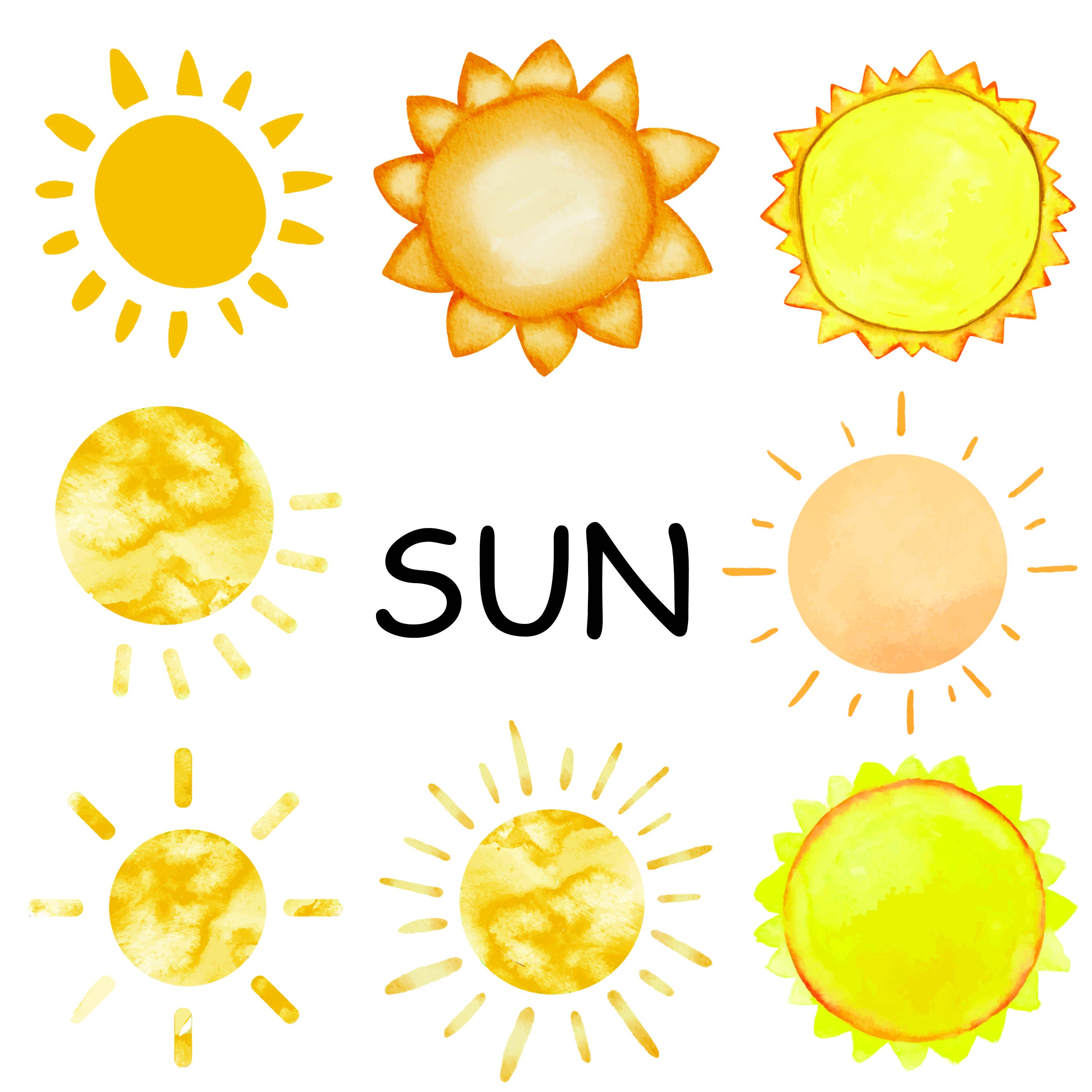 Watercolor Sun Clipart SVG Digital Download Summer Clipart - Etsy Canada