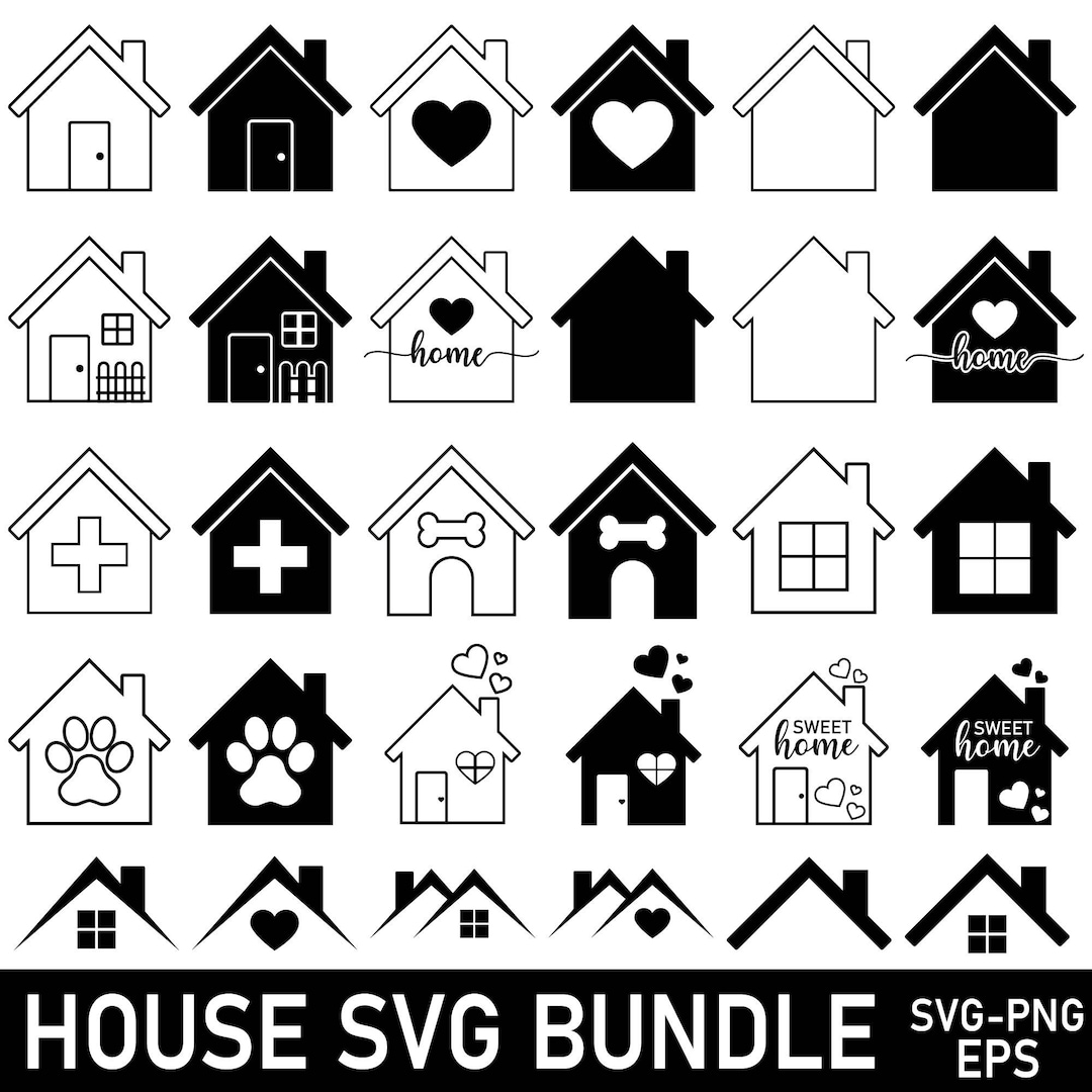 Sweet Home Svg, House Svg Bundle, House Silhouette, Little House Svg ...