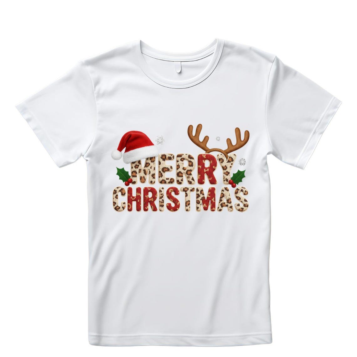 Cochet Leopard Merry Christmas PNG, Festive Faux Yarn Xmas Holiday ...