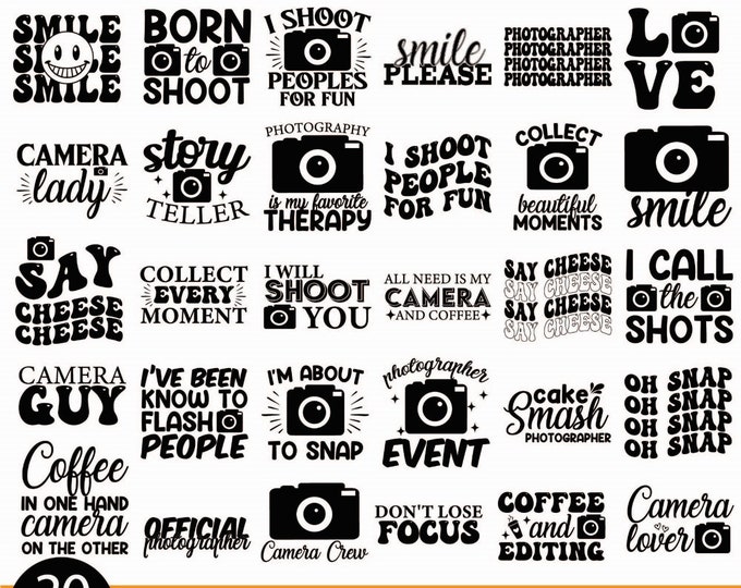 Camera SVG Bundle, Camera Clipart, Camera Silhouette, Photography Svg ...
