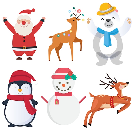 Santa and Snowman Clipart christmas and Holiday Santa Claus - Etsy