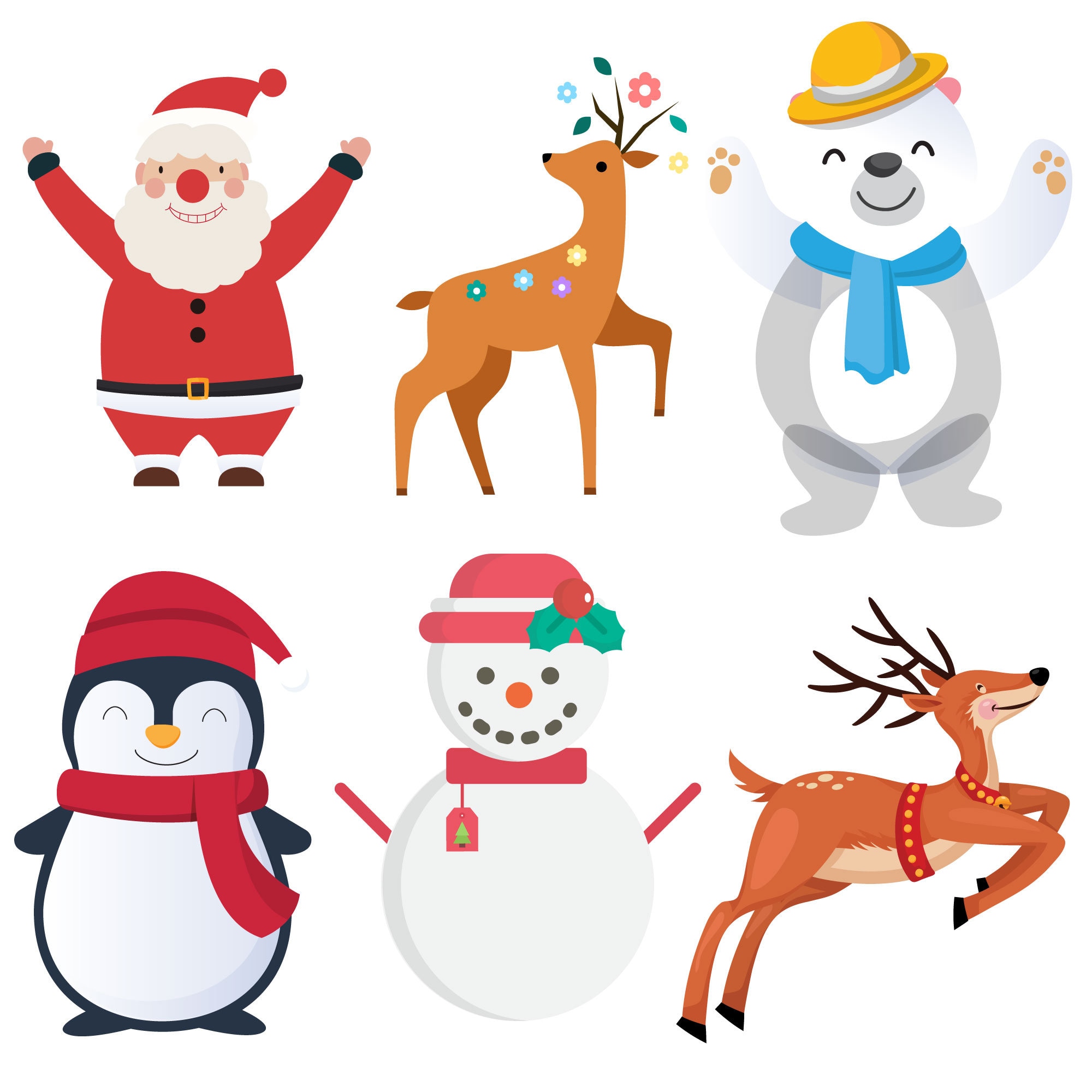 Santa and Snowman Clipart christmas and Holiday Santa Claus SVG Bundle ...