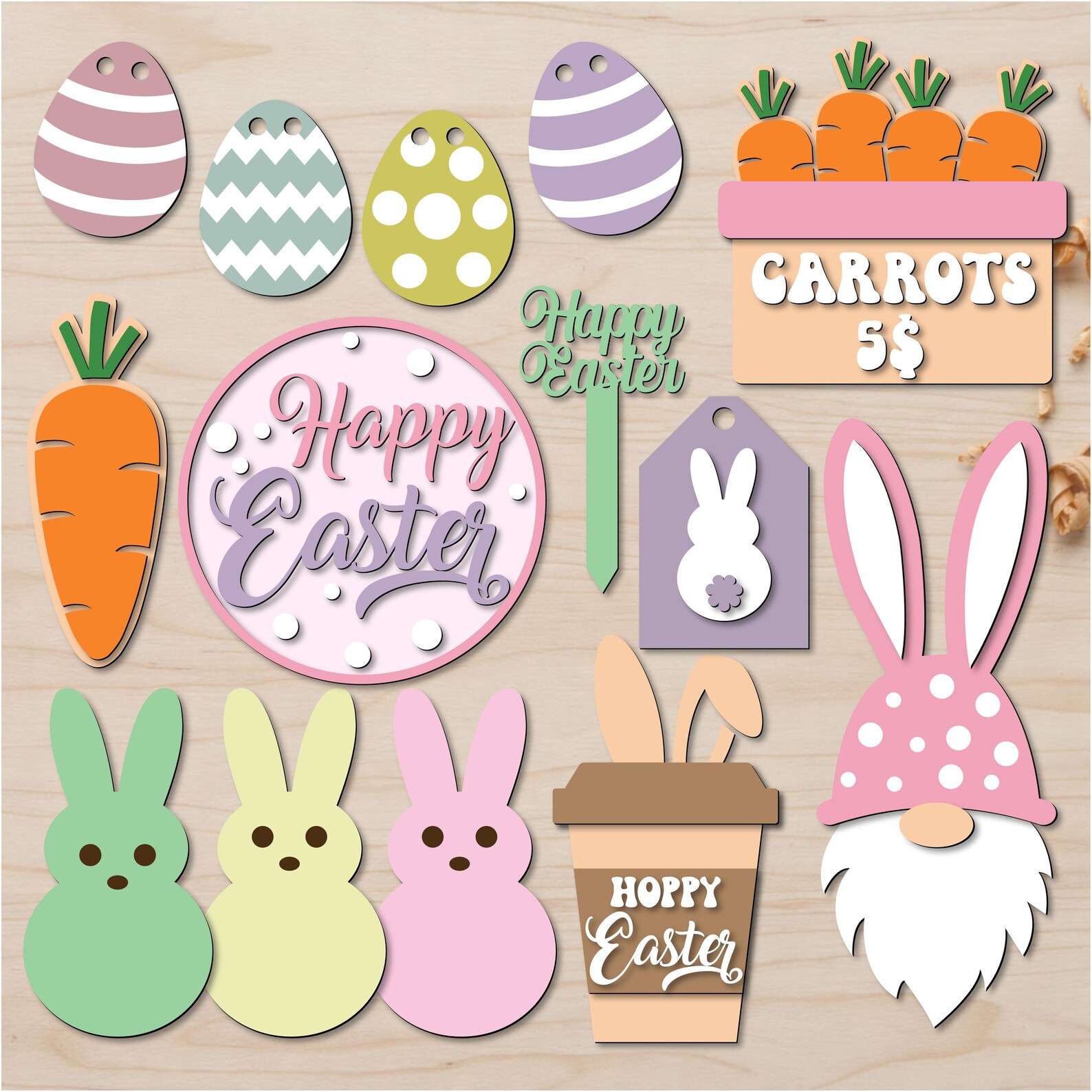 Easter Tiered Tray SVG Bundle, Happy Easter Cut Files, Bunny Gnome ...