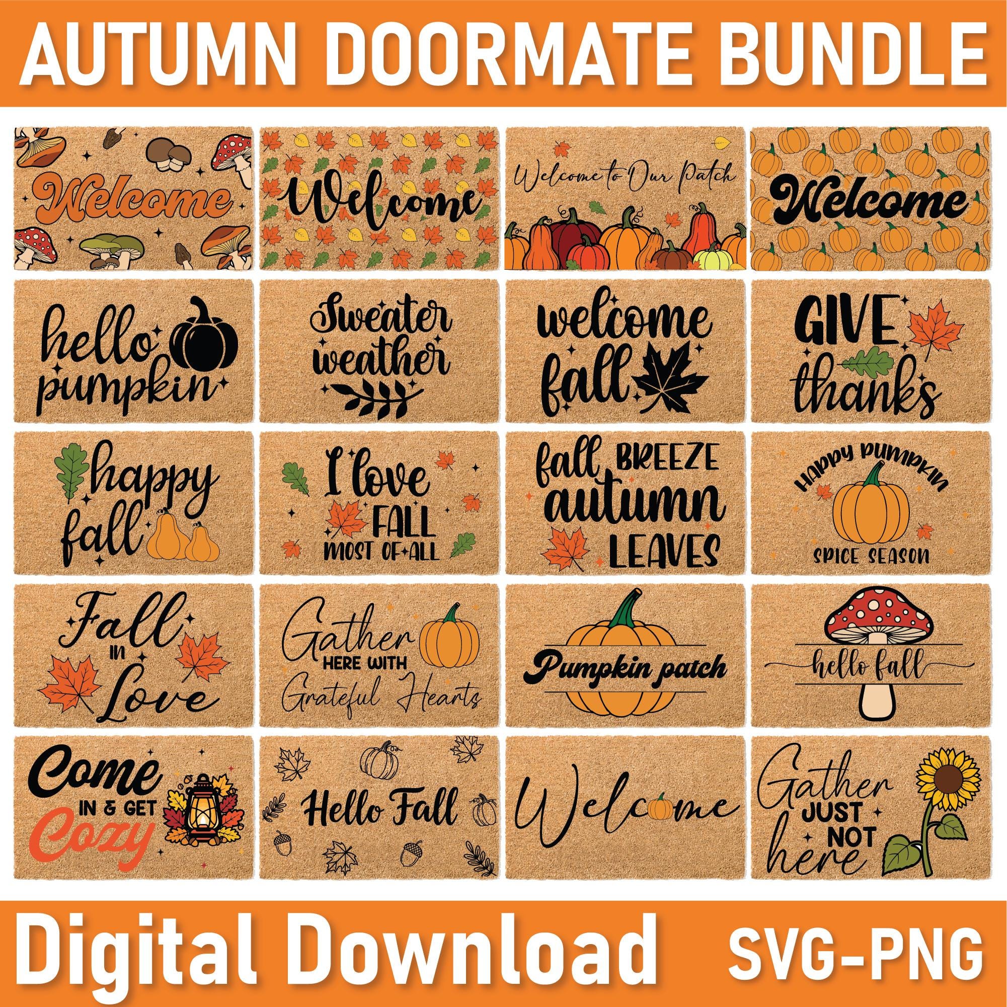 Halloween Fall Doormat SVG Bundle: Funny Thanksgiving Welcome Sign PNG ...