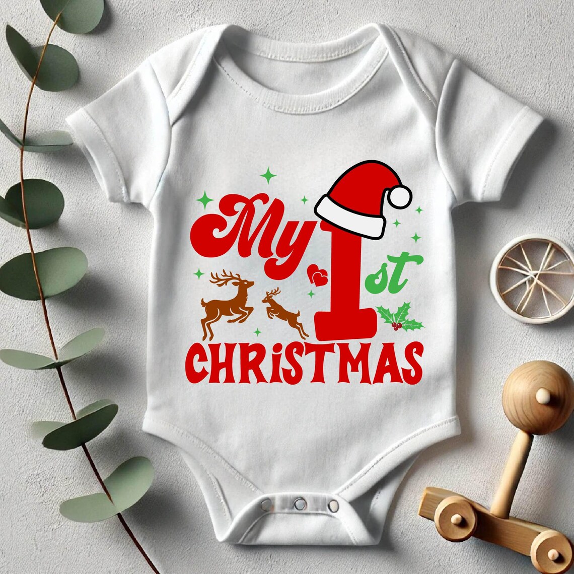 My First Christmas Reindeer SVG PNG: Baby Holiday Design (digital ...