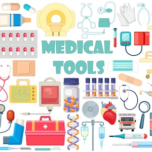 Medical Clipart, Healthcare Nurse Medical Tools Illustrations Bundle ...