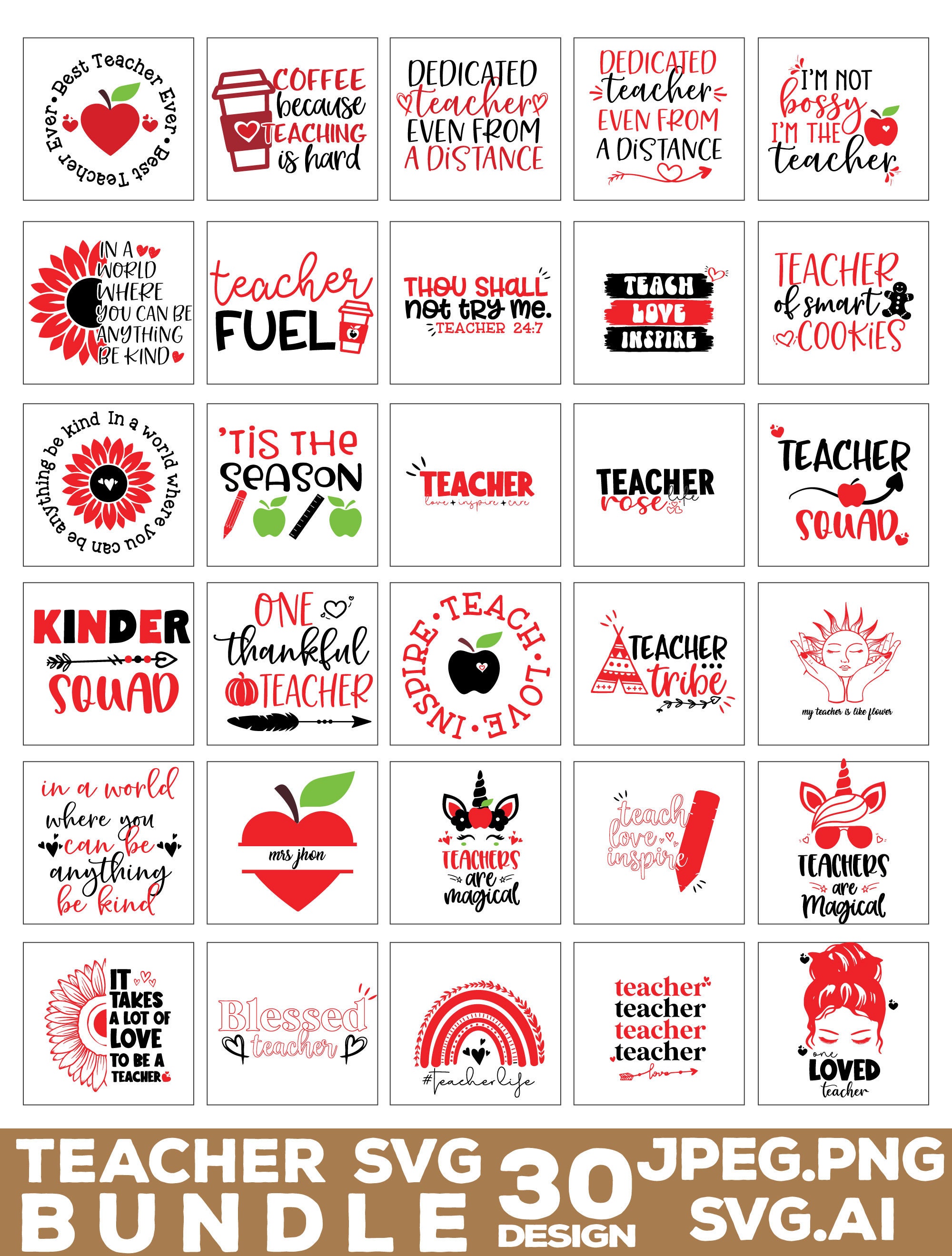 Teacher Svg Bundle Teacher Life Svg Teacher Quote Svg - Etsy