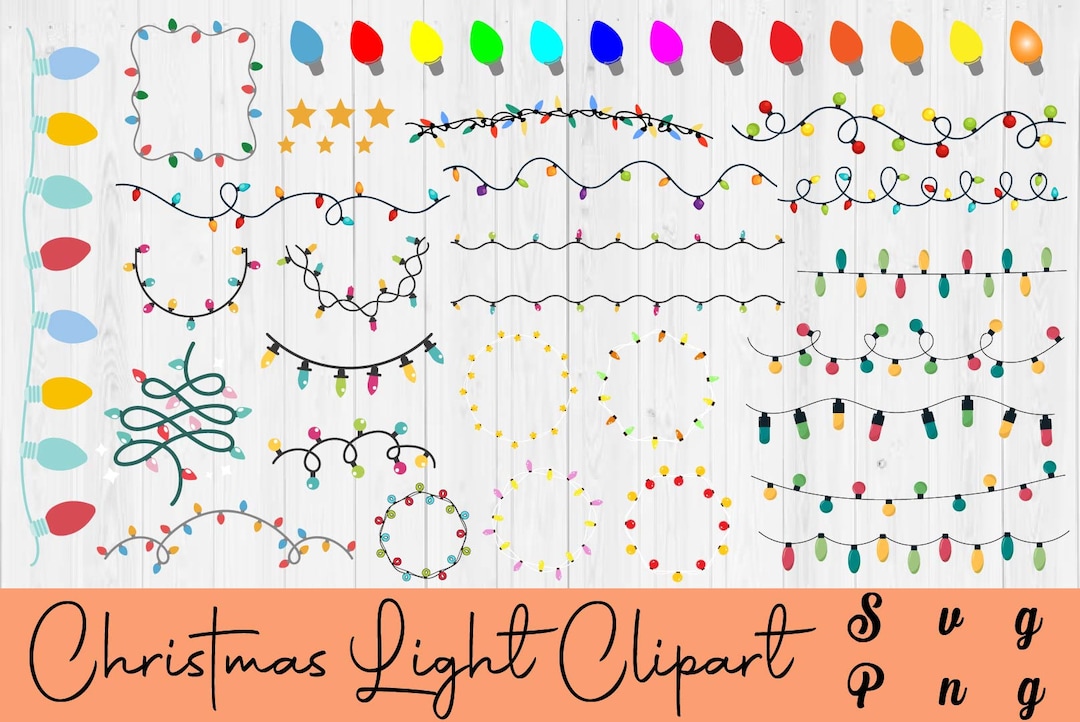 Christmas Lights Svg, Merry Christmas Svg, Xmas String, Colorful Lights ...