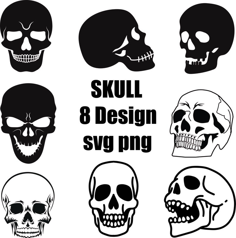 Skull SVG Bundle, Skull Silhouette SVG Skull Head Clipart Skulls ...