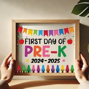 First Day of Pre-k Printable Sign - First Day of Pre-k Signs, Instant ...