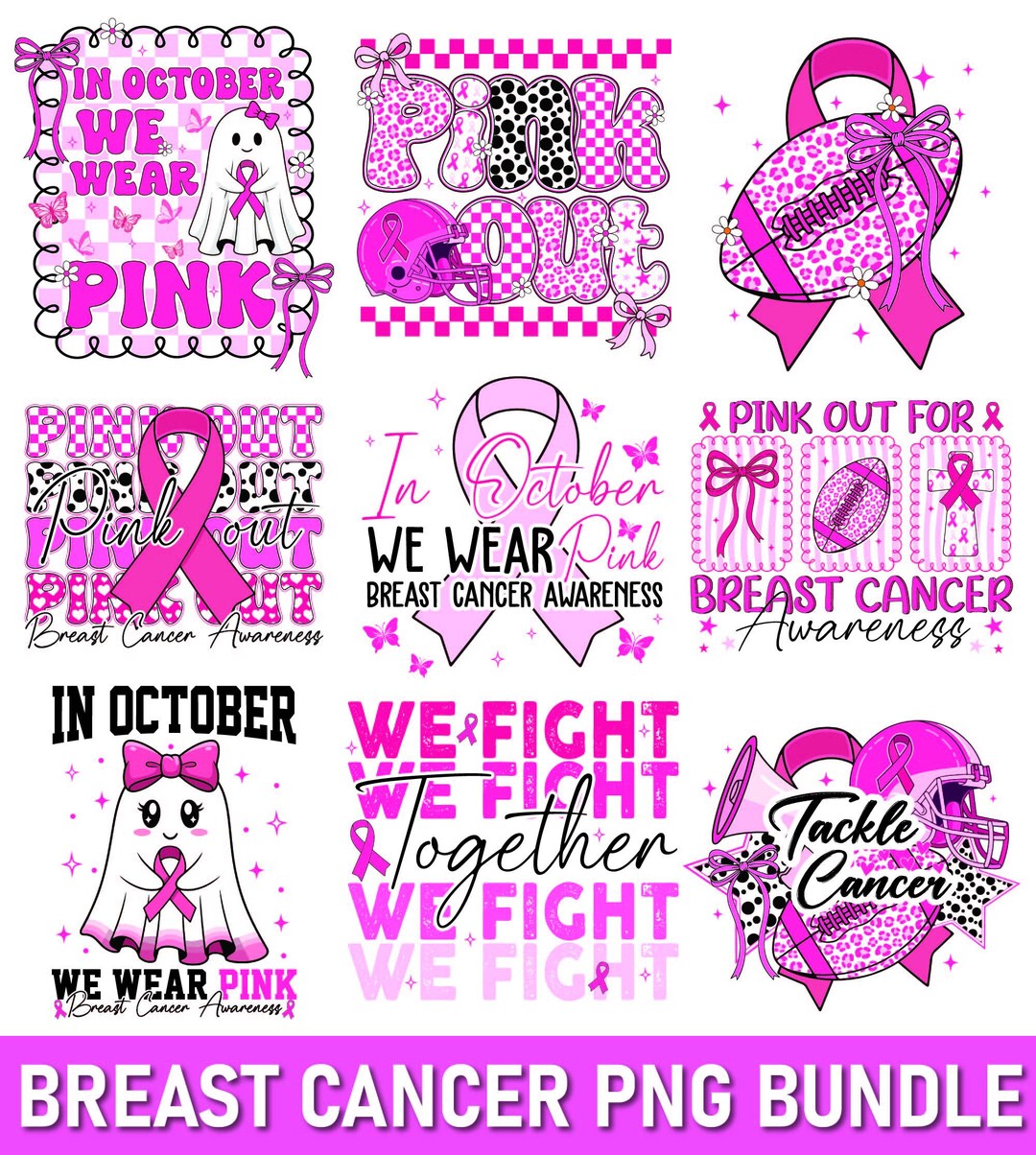 Breast Cancer Svg Png Bundle: Pink Ribbon, Fight Cancer, Survivor ...