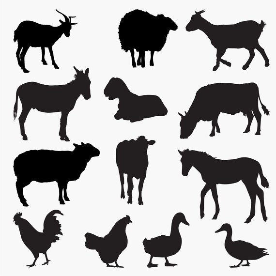 Farm Animal Silhouettes Clipart