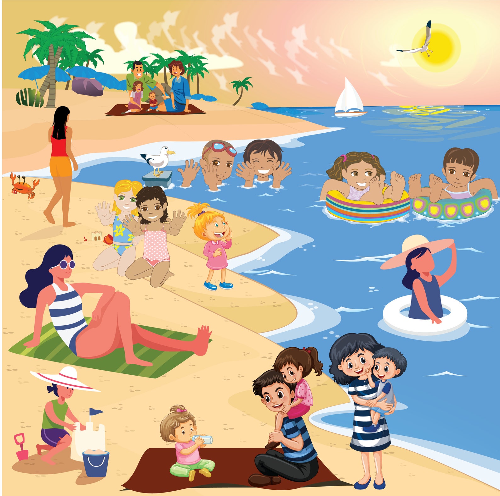Kids Beach Clipart Holiday Summer Beach Playground Clip Art - Etsy Canada