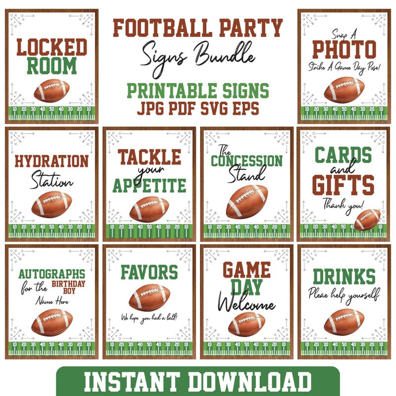 Football Snack Card Signs - Etsy