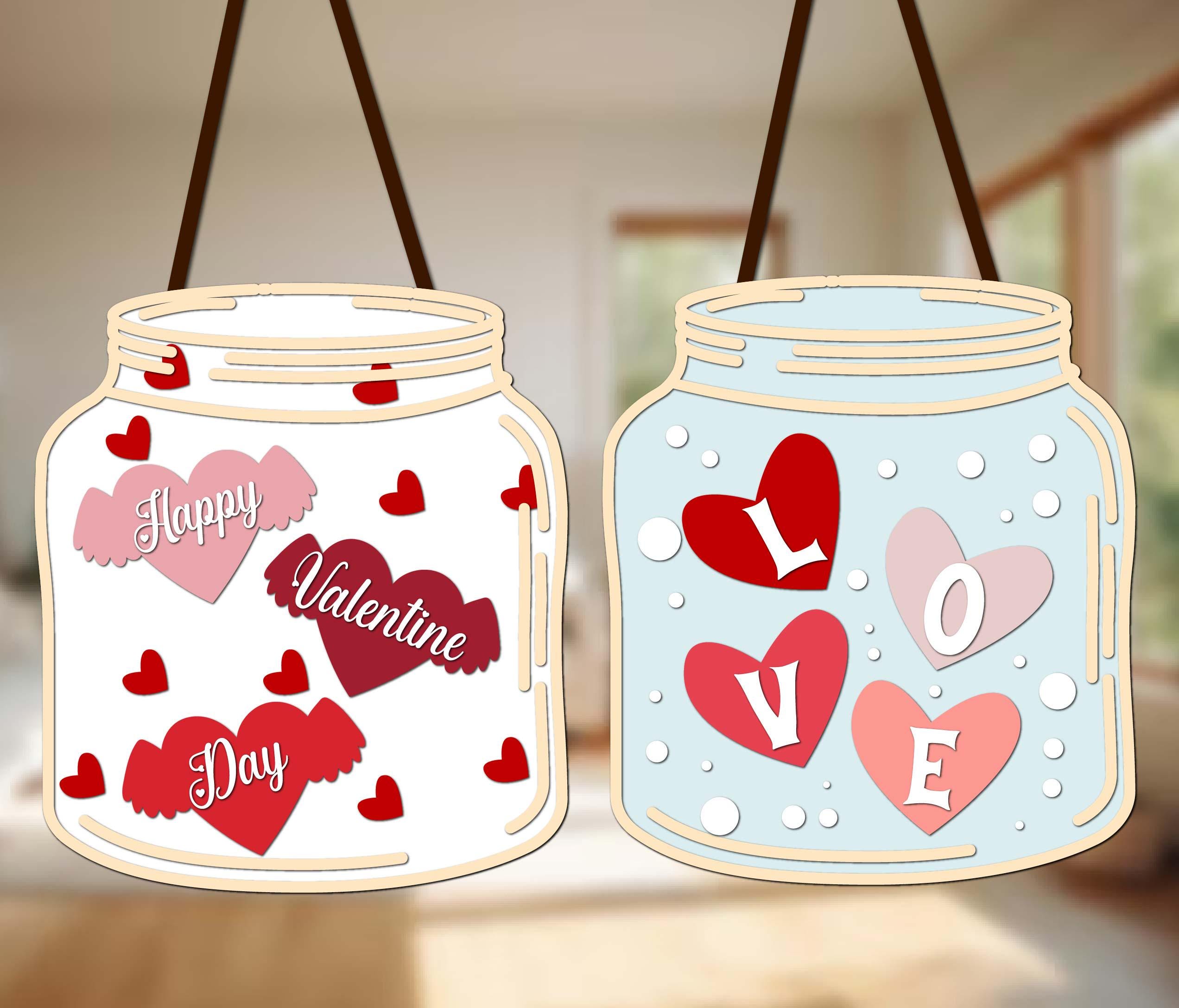 Valentine Mason Jar SVG Bundle, Love Candy Jar Cut Files (digital ...