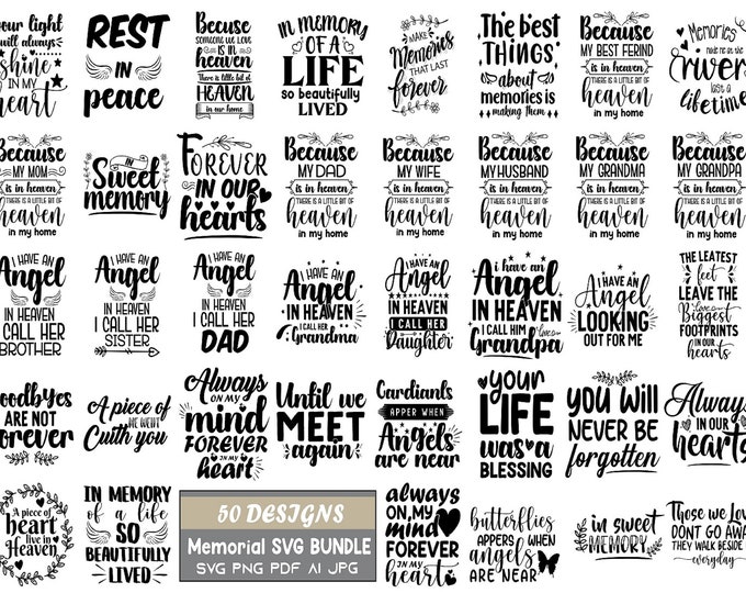 Beautiful Memory Memorial Quotes SVG, in Loving Memory Svg, Rest in ...