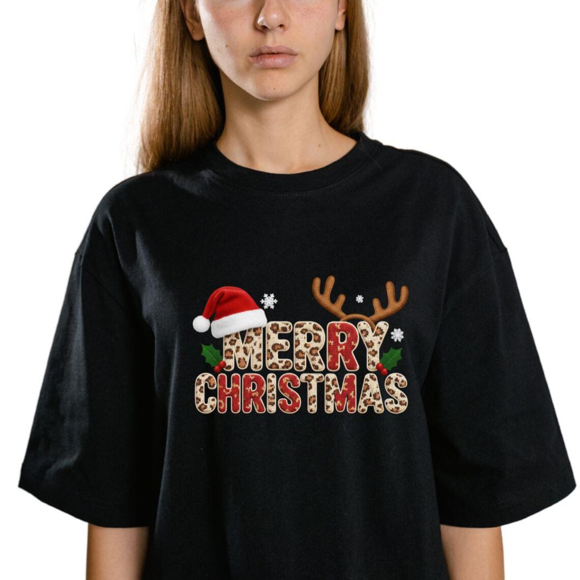 Cochet Leopard Merry Christmas PNG, Festive Faux Yarn Xmas Holiday ...