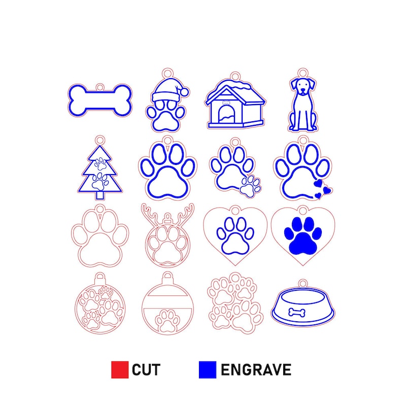 Dog Paw Ornament SVG Bundle | Pet Christmas Bauble Ornament Glowforge ...