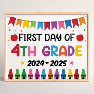 First Day of 4th Grade Sign, First Day of School Sign, Class of 2024 ...