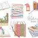 Watercolor Book Clipart Set, Vintage Books Library Graphics, Study ...