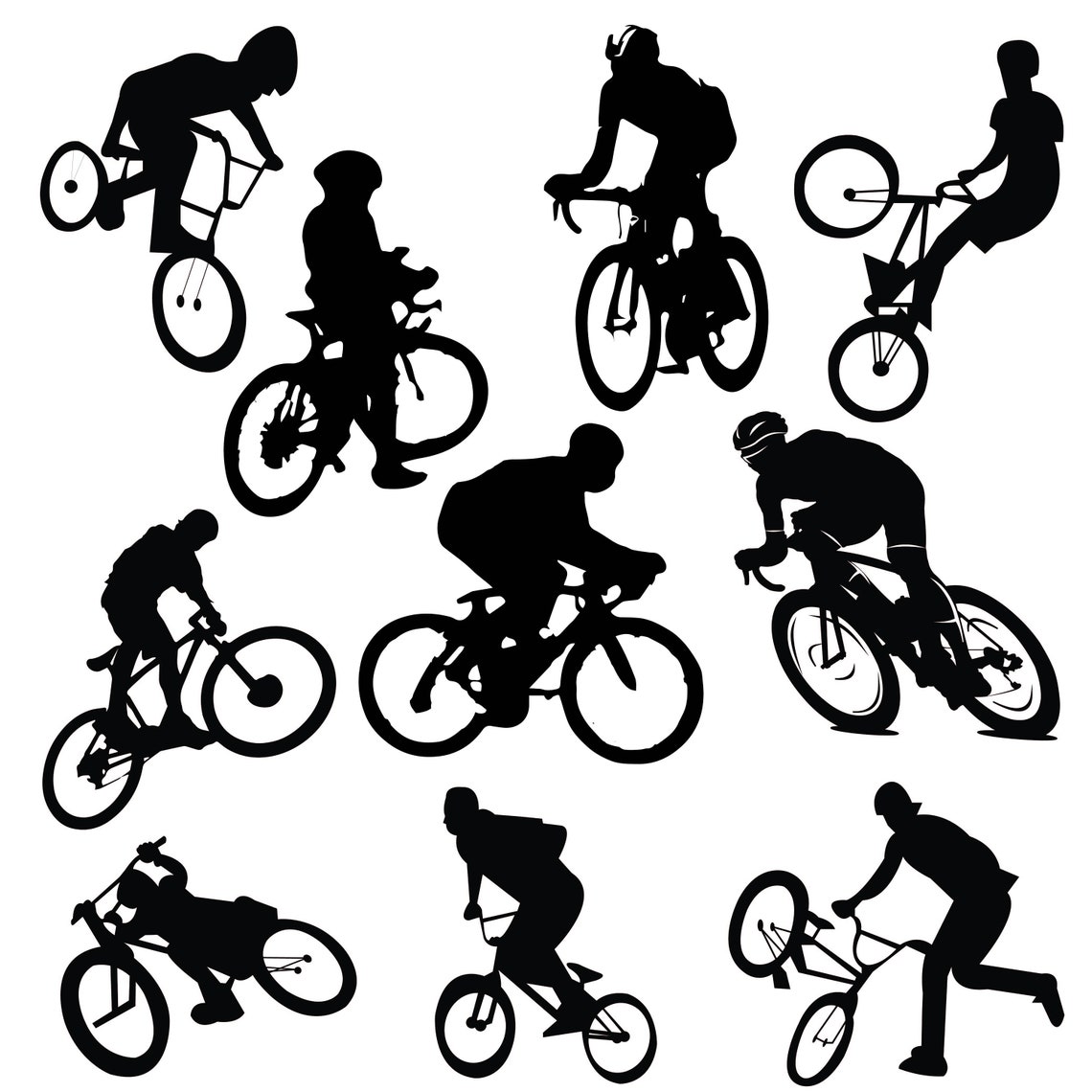 Bmx Rider SVG Bundle Bicycle Racer Silhouette Clipart Racing - Etsy