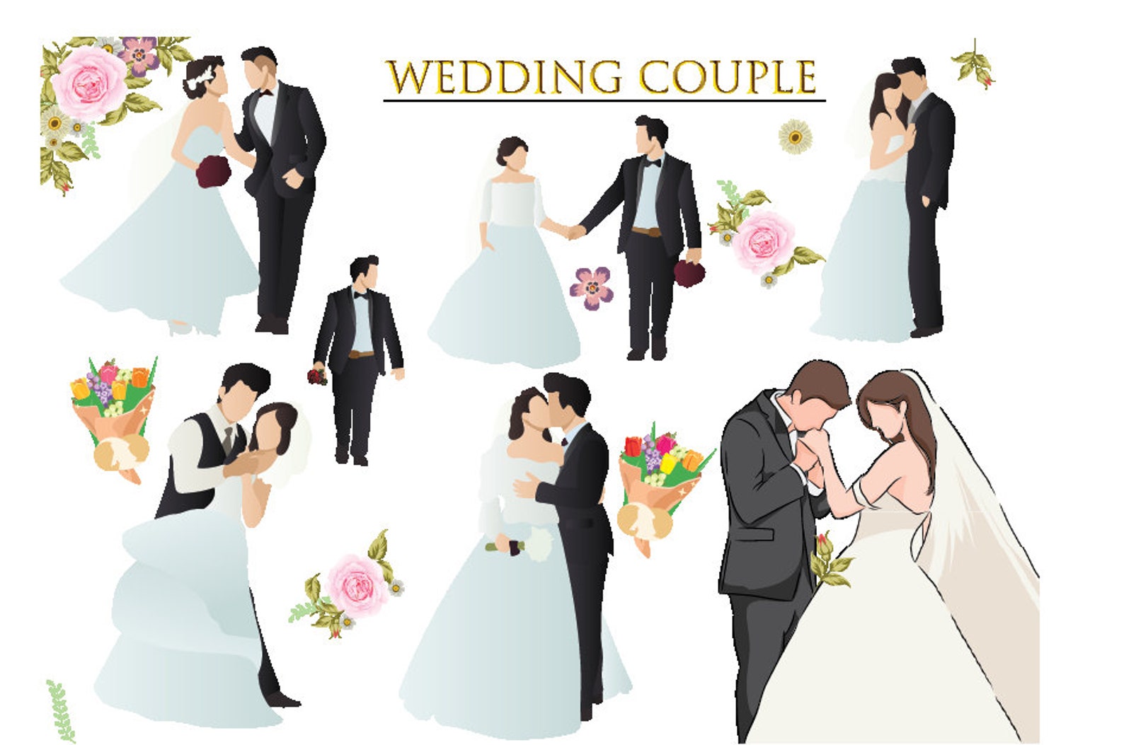 Wedding Day Clipart Bride and Groom SVG Bride and Groom - Etsy