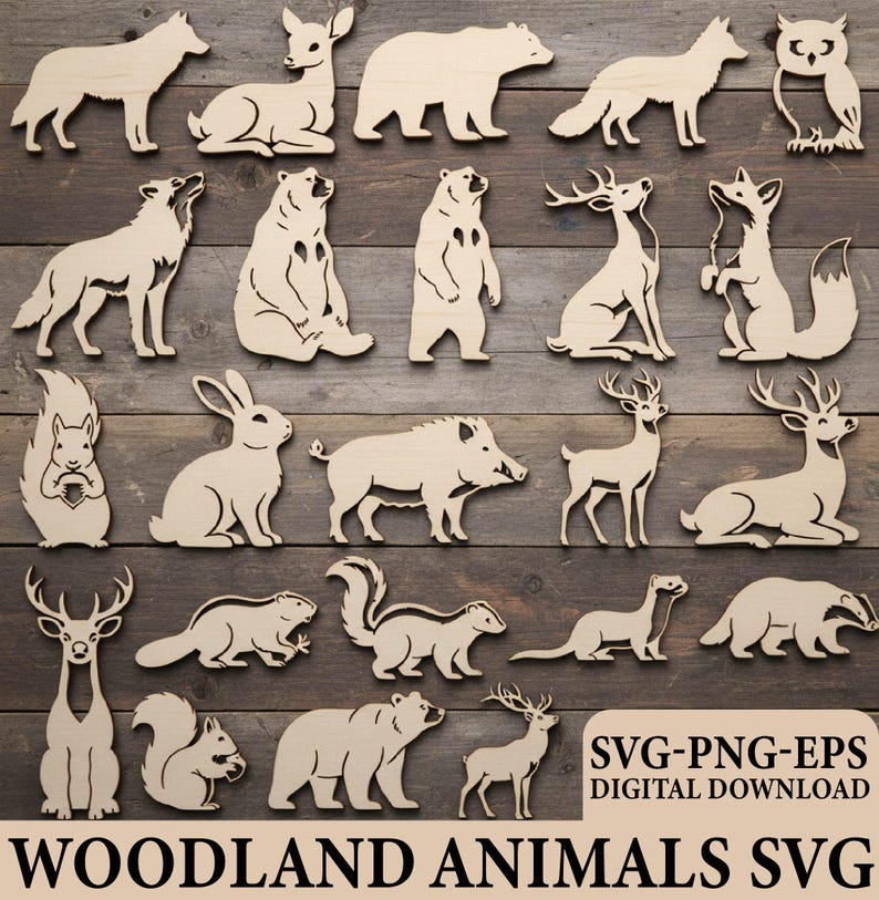 Woodland Animals SVG Bundle, Forest Animal Silhouettes (digital ...