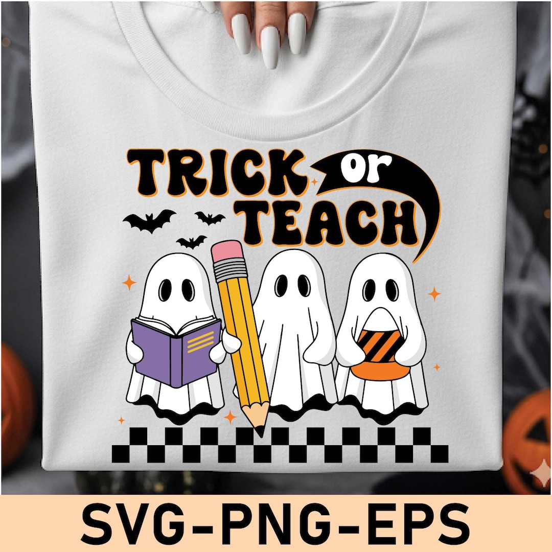 Spooky Teacher Ghost PNG: Halloween Trick or Teach Design (digital ...