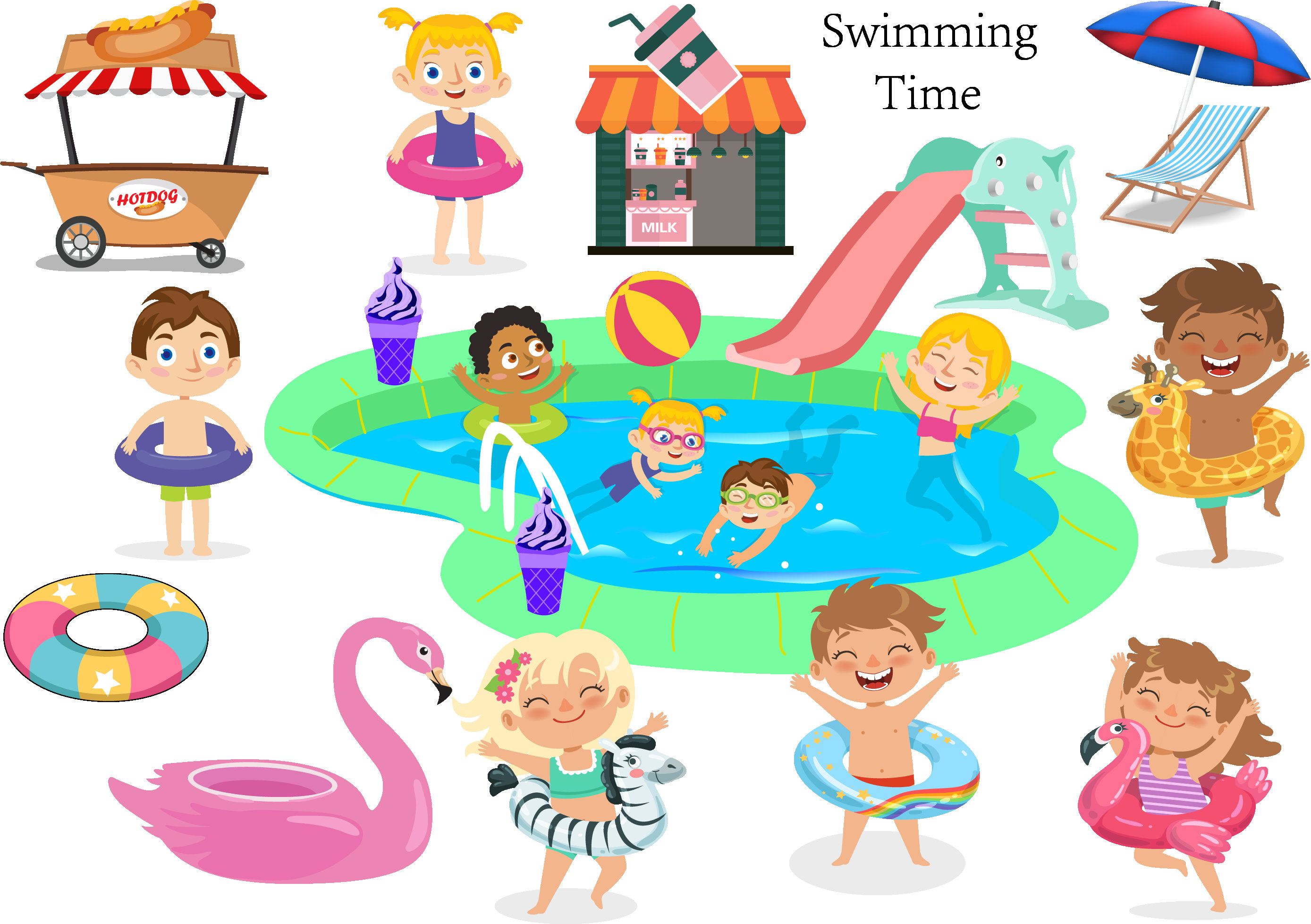 Little Girl Swimming Clipart For Kids