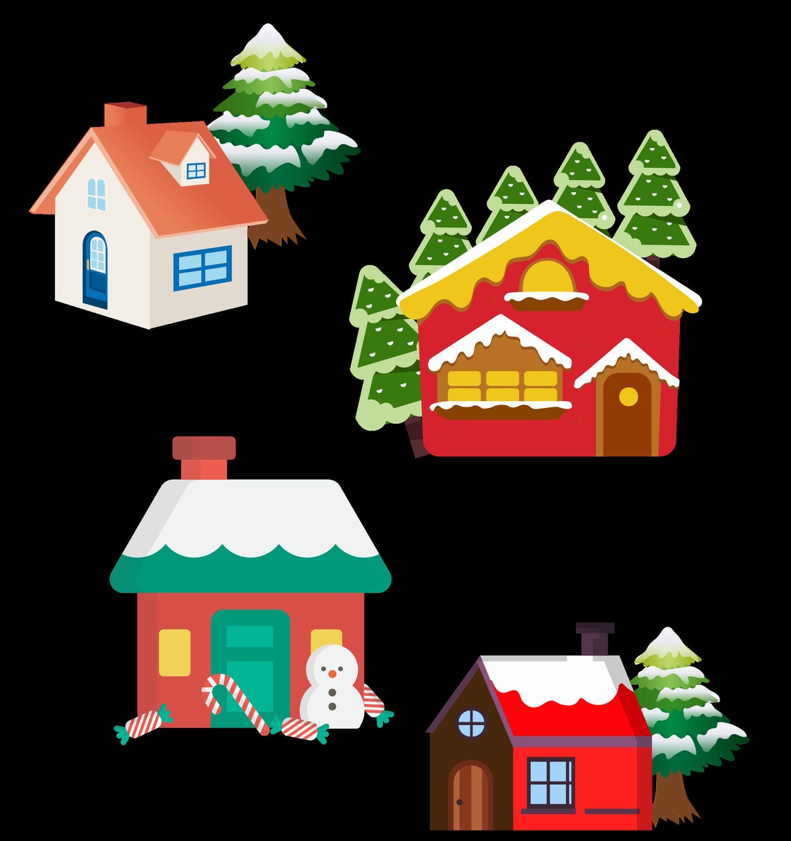 Christmas Village Christmas Town Clipart SVG Winter House | Etsy