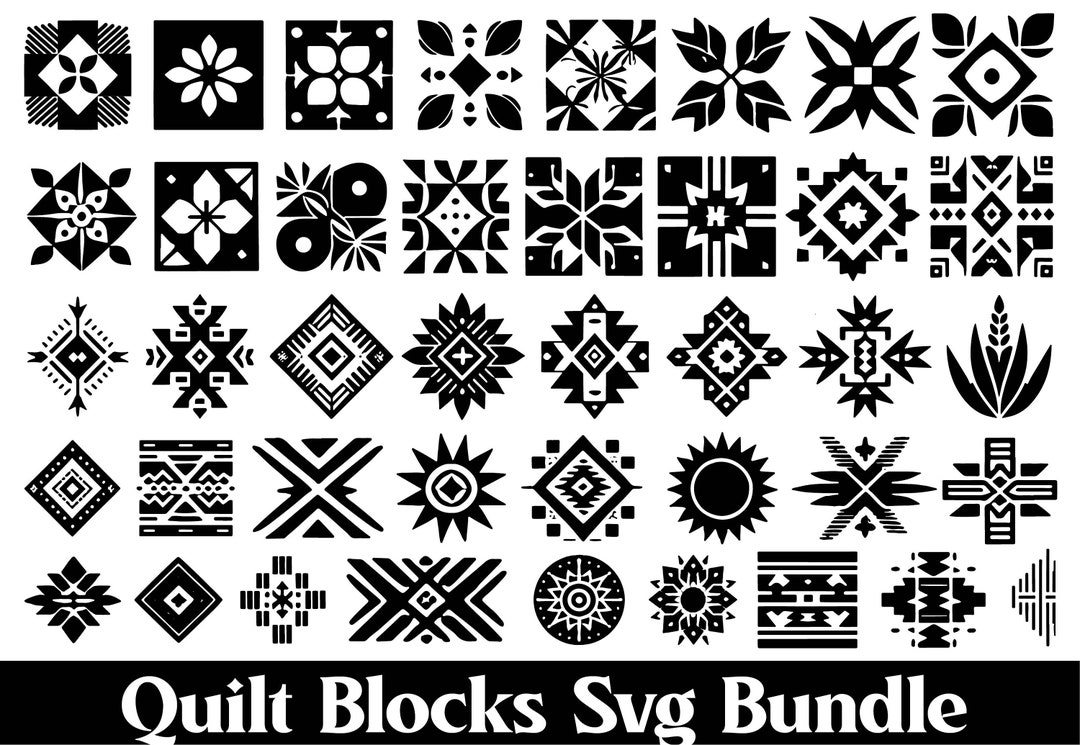 Geometric Quilt Blocks SVG Bundle: Farmhouse Quilting Patterns (digital ...