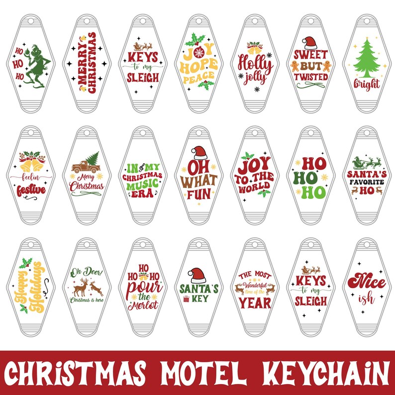 Vintage Christmas Keychain SVG Bundle: Retro Motel Style (digital ...