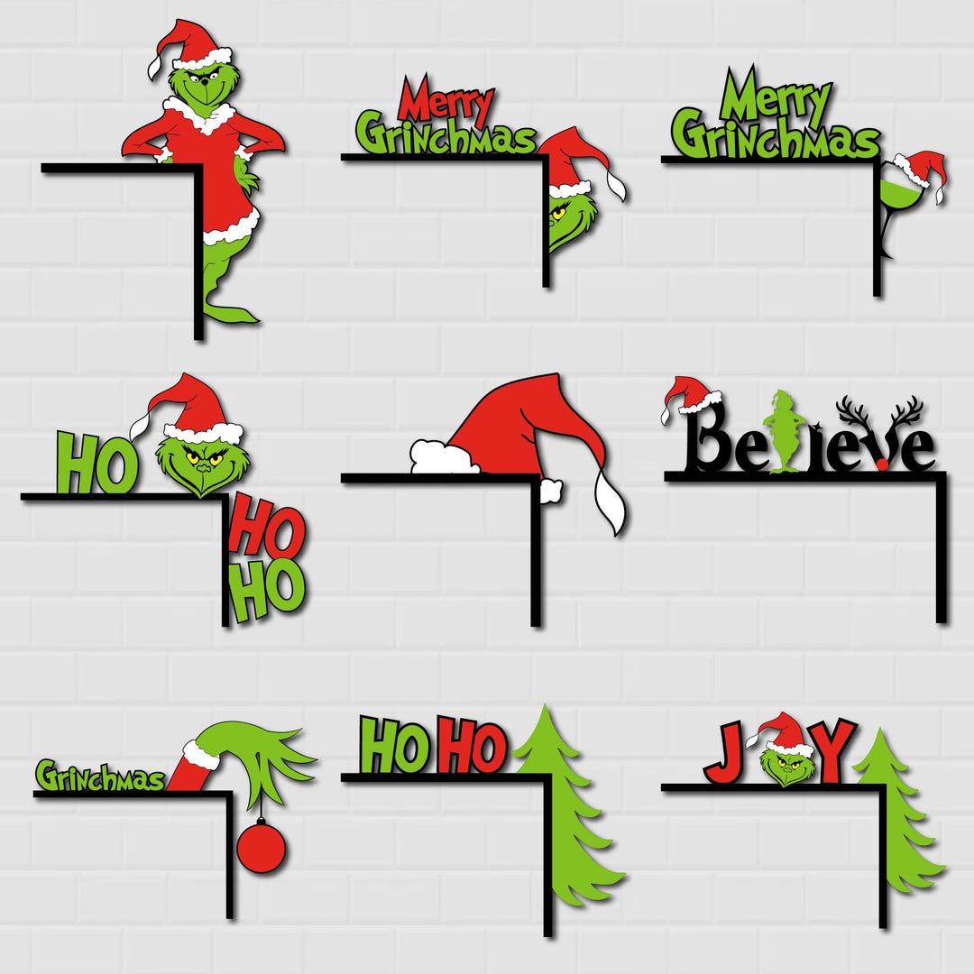 Grinch Christmas Door Corner SVG: Holiday Decor Files for Cricut - Etsy