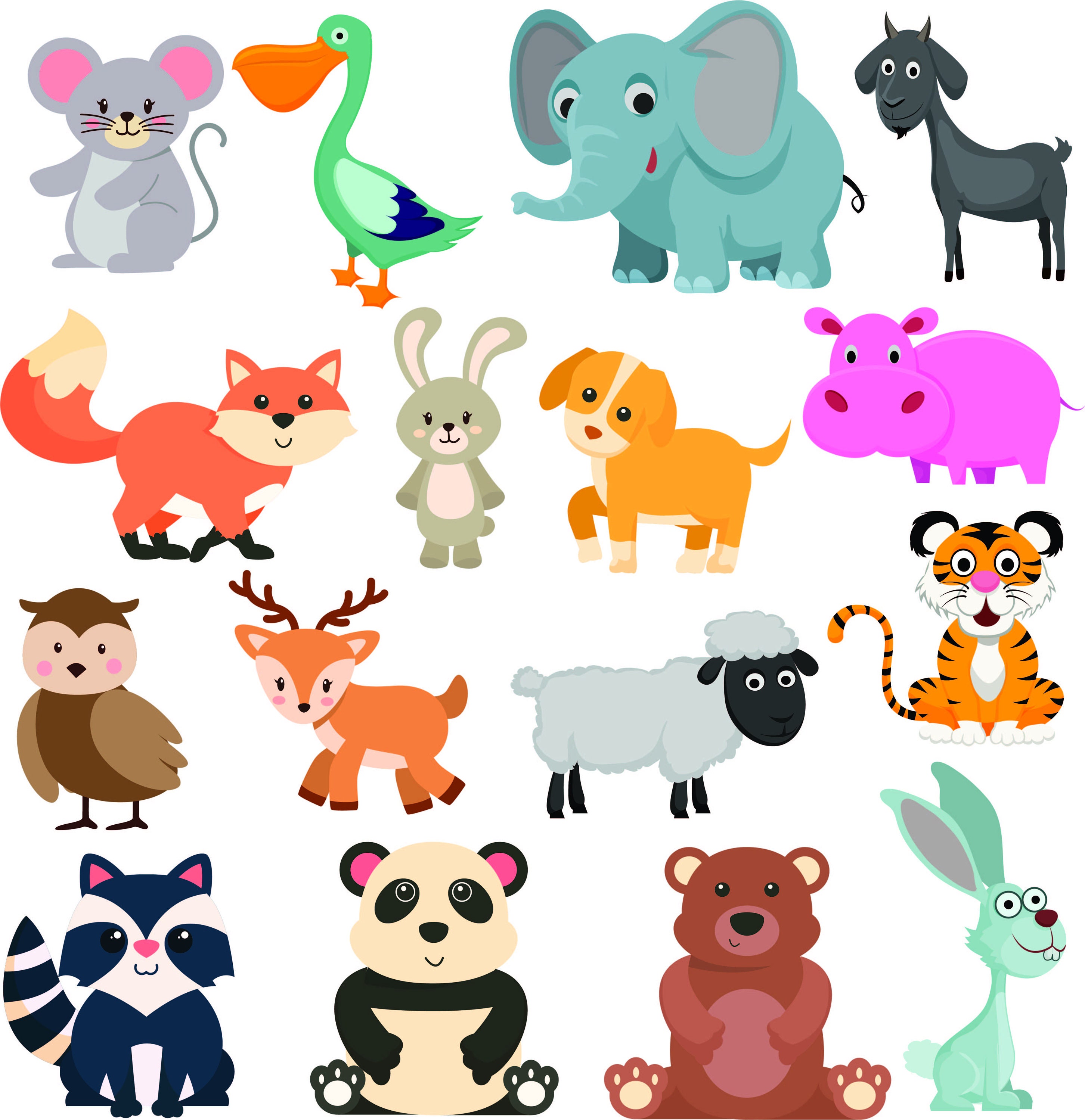Animal Cartoon Clipart Cut Animals Digital Design Animal Graphic Design ...