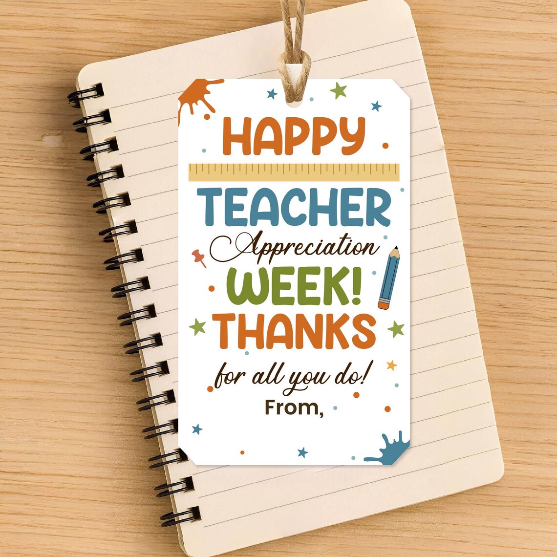 Editable Teacher Appreciation Gift Tag, Printable Thank You Label (SVG ...