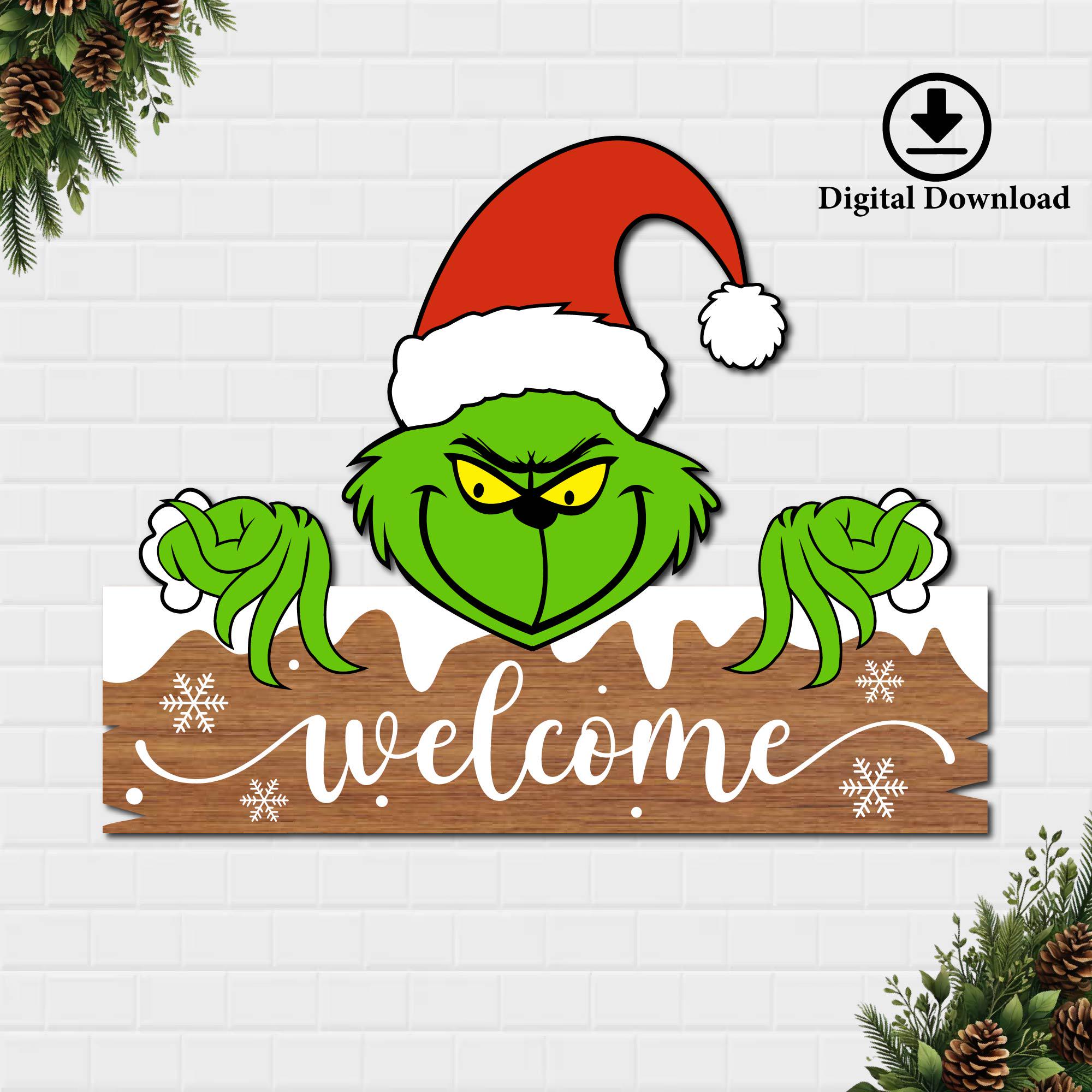 Letrero de bienvenida navideño del Grinch SVG: Archivo recortable para ...